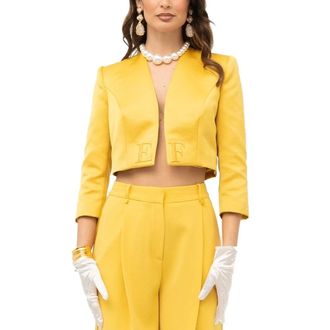 Elisabetta Franchi Femme, Vestes, Jaune, Taille: 38 FR Giacca gi22561e2