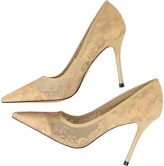 Generic YUJIEBB Escarpins sexy en maille &agrave; fleurs noires pour femmes, chaussures de f&ecirc;te &agrave; la mode pointues, chaussures &agrave; talons hauts minces, chaussures de b