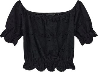 Guess Femme, Blouses et Chemises, Noir, Taille: 44 FR Shoulder Off Embroi Top