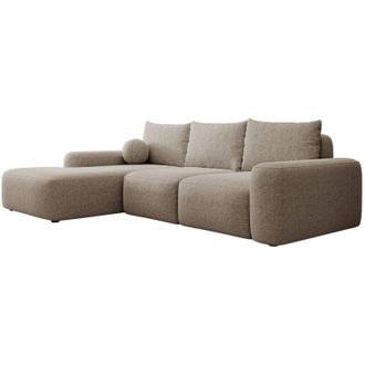 Selsey Carnos - Ecksofa mit Schlaffunktion, Ballkissen, Chenillebezug, Hellbraun, linksseitig - Selsey