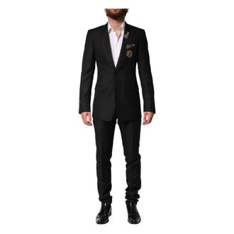 Dolce & Gabbana Verzierter- einreihiger 2-teiliger Anzug - - Suits - Herren - Schwarzk - XS