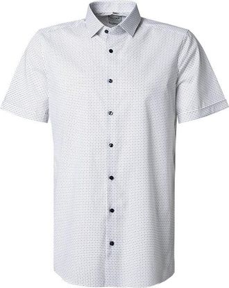 Olymp Herren Kurzarmhemd violett Baumwoll-Stretch