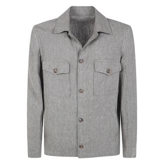 Barba Homme, Vestes, Gris, Taille: XL Park Linen Shirt