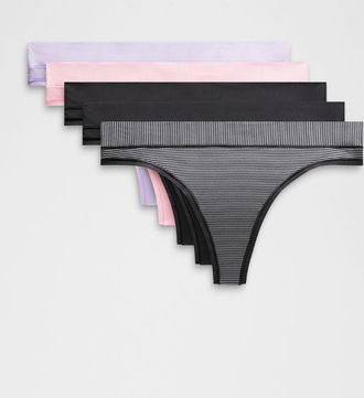 lululemon String UnderEase taille mi-haute Lot de 5 pour Femmes - Noir/Rose/Violet - Taille M