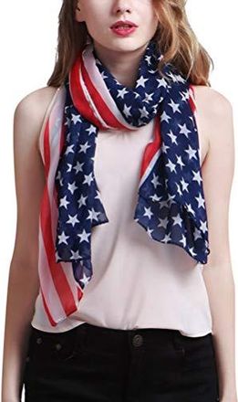 Tendycoco 1pièce Écharpe Chiffon Drapeau Américain Pour Femmes Foulard Long Léger Multisupport Avec Protection Solaire Châle Ou Foulard De Plage