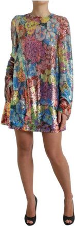 Dolce & Gabbana Femme, Robes, Multicolore, Taille: 36 FR Robe Mini à Paillettes Florales