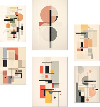 Nacnic 6er-Set Bauhaus Celeste Celeste Graue Farben Poster mit Designillustrationen zur Dekoration der Wände Ihres Zuhauses. Räume, Büro, Laden und Geschäft 