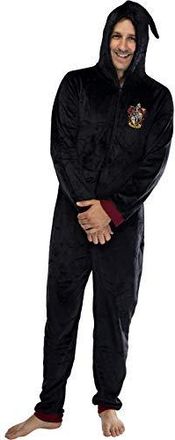 Intimo Harry Potter Adult Mens Gryffindor Hooded One-Piece Pajama Union Suit (L/XL)
