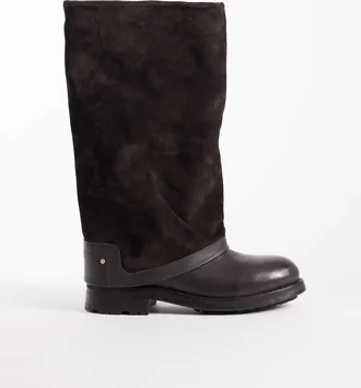 Bronx bottes hautes pliables en daim coffee bean-Marron