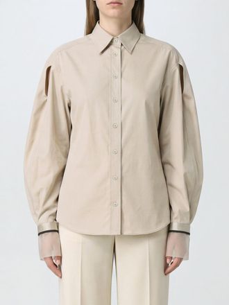 Brunello Cucinelli Chemise slim fit en popeline de coton avec broderie monili