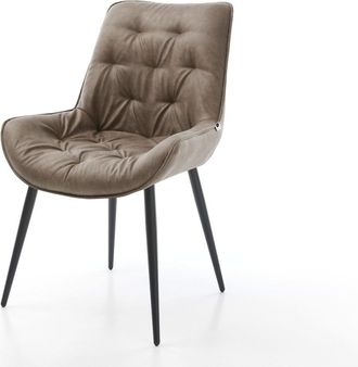 DELIFE Esszimmerstuhl Taimi-Flex Mikrofaser Taupe Vintage 4-Fuß konisch Schwarz, Esszimmerstühle