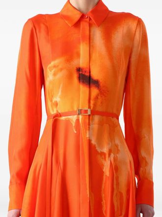 Jason Wu robe-chemise fleurie &agrave; coupe mi-longue - Orange