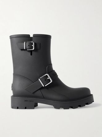 Jimmy Choo London Bottines En Caoutchouc &Agrave; Boucles Biker Rain 40 - Noir