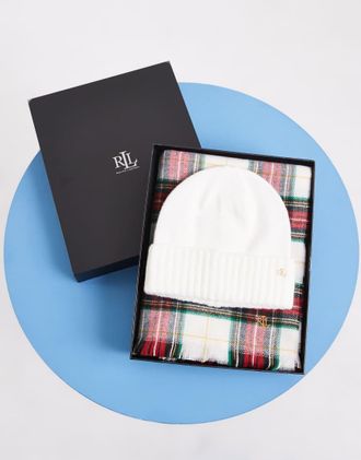 Ralph Lauren coffret cadeau chapeau tiss&eacute; couleur cr&egrave;me-Blanc