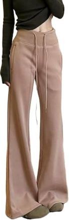 Generic QXDZSW SPOR Pantalon &eacute;vas&eacute; pour femme d&eacute;contract&eacute; ample et amincissant Bell Bot Pantalon de surv&ecirc;tement Automne Hiver, Doublure en polaire or rose, XL
