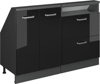 Vicco Dachschr&auml;genschrank-Set Rion, Schwarz Hochglanz/Anthrazit, 2er Set, Vicco
