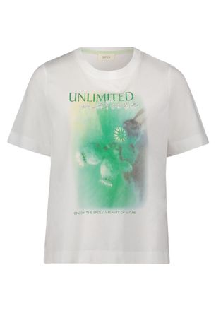 Cartoon Damen Printshirt mit Rundhalsausschnitt 46, Patch Cream/Green