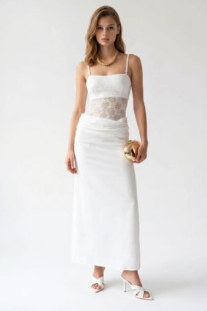 Mixray &Auml;rmelloses Satin-Maxikleid mit quadratischem Ausschnitt