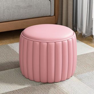 Generic 2er-Set Ottoman-Hocker Aus PU-Leder, Runde Fußstütze Aus Holz Mit Gepolsterter Sitzfläche, Kleine Moderne Schuhbank for Eingangsbereich, Wohnzimmer(Se