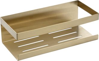 Schöner Wohnen Kollektion Wandablage Mod. Meleto in Gold aus rostfreiem Edelstahl mit Wasserablauf ohne Bohren für Glatte Oberflächen Maße 25 cm x 8 cm x 11,5 cm