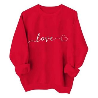 Generic Sweat-shirt d&eacute;contract&eacute; &agrave; manches longues pour la Saint-Valentin 2026 - Coupe ample - Sans capuche - Pour v&ecirc;tements de loisirs sportifs, Rouge, M