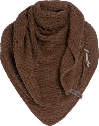 Knit Factory Dreiecksschal Jaida - Damen Strickschal mit Wolle - Hochwertige Qualit&auml;t - XXL Schal - 190 x 85 cm - Tobacco