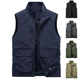 Generic Gilet zipp&eacute; pour homme avec poche &agrave; revers, gilet softshell fin &agrave; col montant, s&eacute;chage rapide et respirant, gilets minimalistes et l&eacute;gers, couleur uni