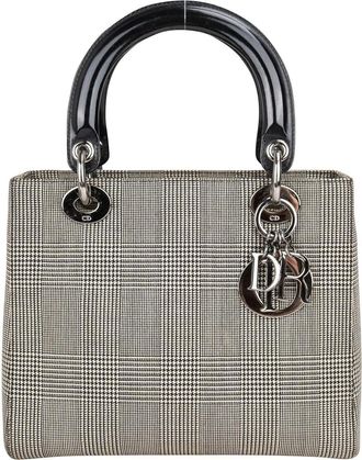 Dior Crossbody Bags - Christian Dior Grey Lady Dior Houndstooth Handbag - Gr. unisize - in Bunt - f&uuml;r Damen