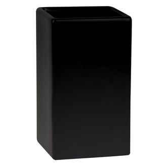 Spirella Zahnputzbecher Zahnbürstenhalter Keramik Quadro 6,5x10,5 cm Schwarz Matt, Kunststoff, Black, Único