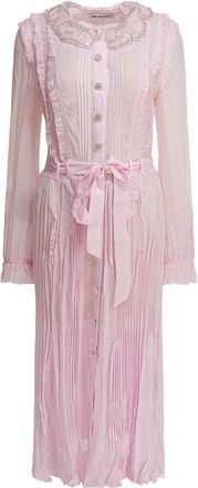 Self Portrait Robe midi pliss&eacute;e en georgette Self Portrait