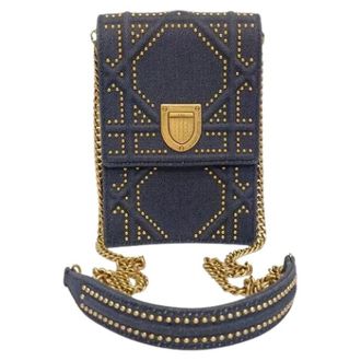 Dior Pre-owned Diorama Studded Vertical Clutch Bag in Marineblauem Baumwoll-Denim - - Pre-owned - Damen - Blau - ONE SIZE