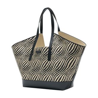 Marni Womens Striped Nylon Tote Black