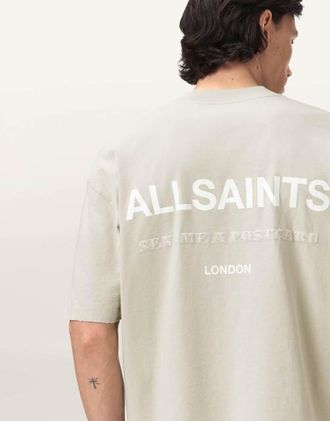 AllSaints Dreamer - Kurz&auml;rmliges T-Shirt in Pudergr&uuml;n mit Rundhalsausschnitt