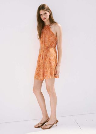 Mango Halterkleid Paisley orange - Damen - XS - MANGO
