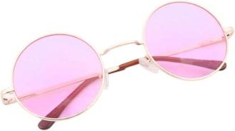 Hemobllo Lunettes Soleil Rondes Rétro Légères avec Protection pour Homme et Femme Monture Dorée et Verres Violets