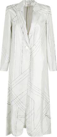Alysi Femme, Manteaux, Vert, Taille: 40 FR Duster With Geometric Lines