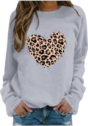 Generic Sweat &agrave; capuche d&eacute;contract&eacute; &agrave; col rond imprim&eacute; pour la Saint-Valentin 2026, gris clair, XL