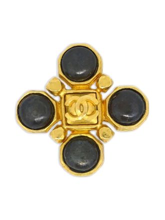 Chanel broche à logo Interlocking CC (1997) - Or