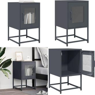 vidaXL Nachttisch Anthrazit 36x39x60,5 cm Kaltgewalzter Stahl - Vidaxl