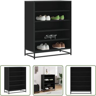 vidaXL vidaXL Metall - Schuhschrank Schwarz 75x38x97,5 cm Holzwerkstoff Metall