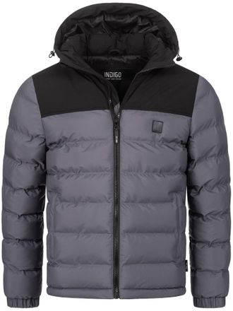 Indicode Herren Eberhardy Steppjacke in Daunenjacken-Optik | Winterjacke Übergangsjacke Dk Grey, XL