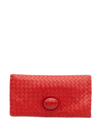 Bottega Veneta 2012-2025 Intrecciato Clutch aus Nappaleder mit Drehverschluss - Rot