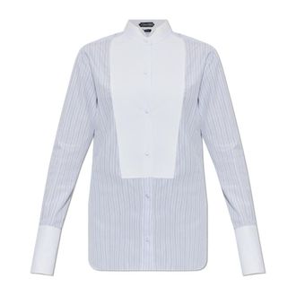 Tom Ford Gestreiftes Smokinghemd aus Baumwolle - - Blouses & Shirts - Damen - Blau - XS