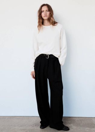 Mango T-Shirt aus 100 % Baumwolle mit weitem &Auml;rmel wei&szlig; - Damen - S - MANGO