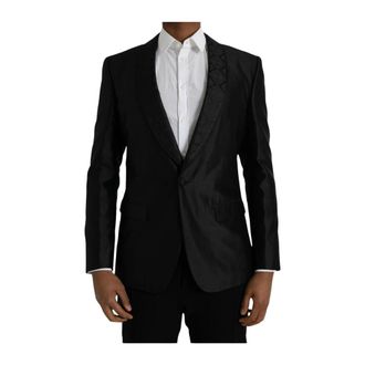 Dolce & Gabbana Martini Schalkragen-Blazer mit Stickerei - - Jackets - Herren - Schwarzk - M