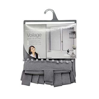 Douceur d'Intérieur Weiche Innenpuppe, 1 Paar, gerade, Schlaufen, Voile, Sand, gestreift, Polyester, Taupe, 120 x 60 cm