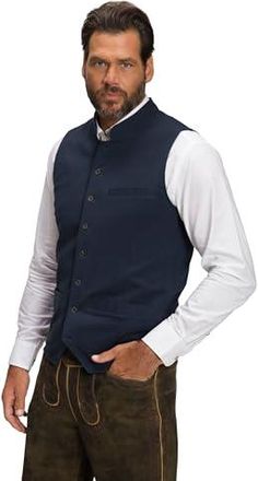 JP1880 Hommes Grandes tailles L-8XL Gilet traditionnel, en molleton, col Mao et broderies - jusquau 7 XL bleu marine 3XL 806778130-3XL