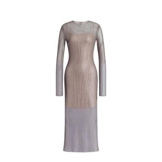 Alberta Ferretti Femme, Robes, Gris, Taille: 38 FR Micro-rhinestone midi dress