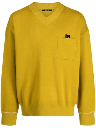 Songzio pull Trace Pocket Panther à col v - Vert