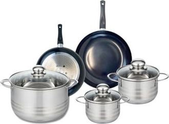 Fackelmann ELO 9723950 Batterie de cuisine 5 pi&egrave;ces, Ensemble de 2 Po&ecirc;les de cuisson 20 et 24 cm et 3 faitouts 14, 16 et 24 cm Elo Prima Brillant, inox, inductio